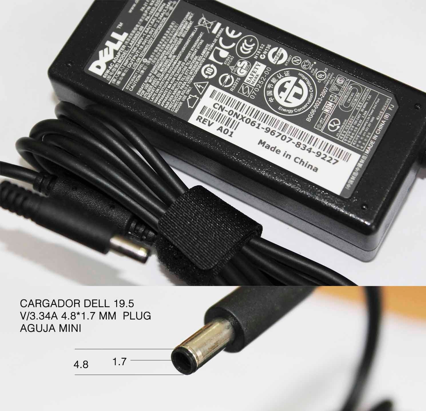 CARGADOR DELL 19.5 V/3.34a 4.5*3.0 mm PLUG AGUJA MINI